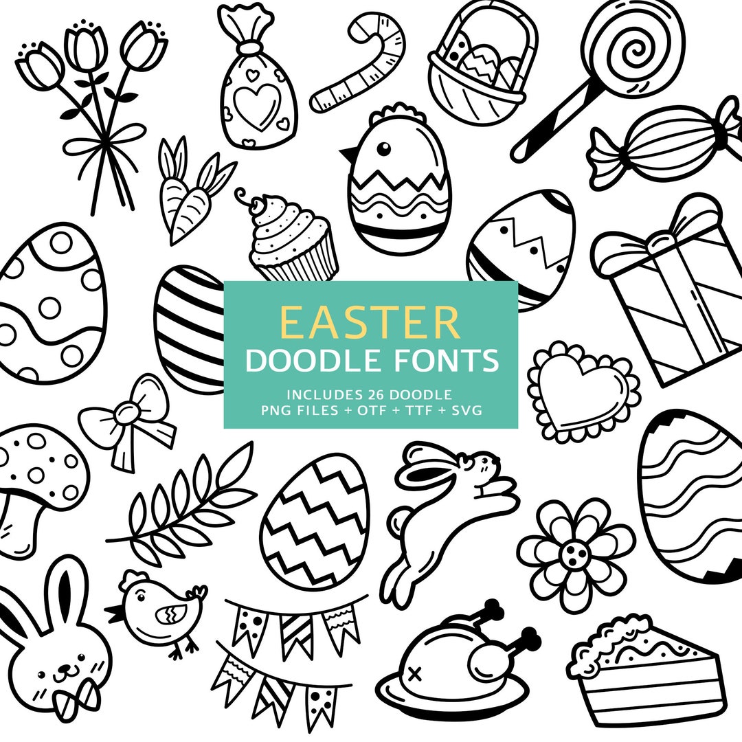 Easter Doodle Fonts, Instant File Otf, Ttf Font Download, Digital Font ...