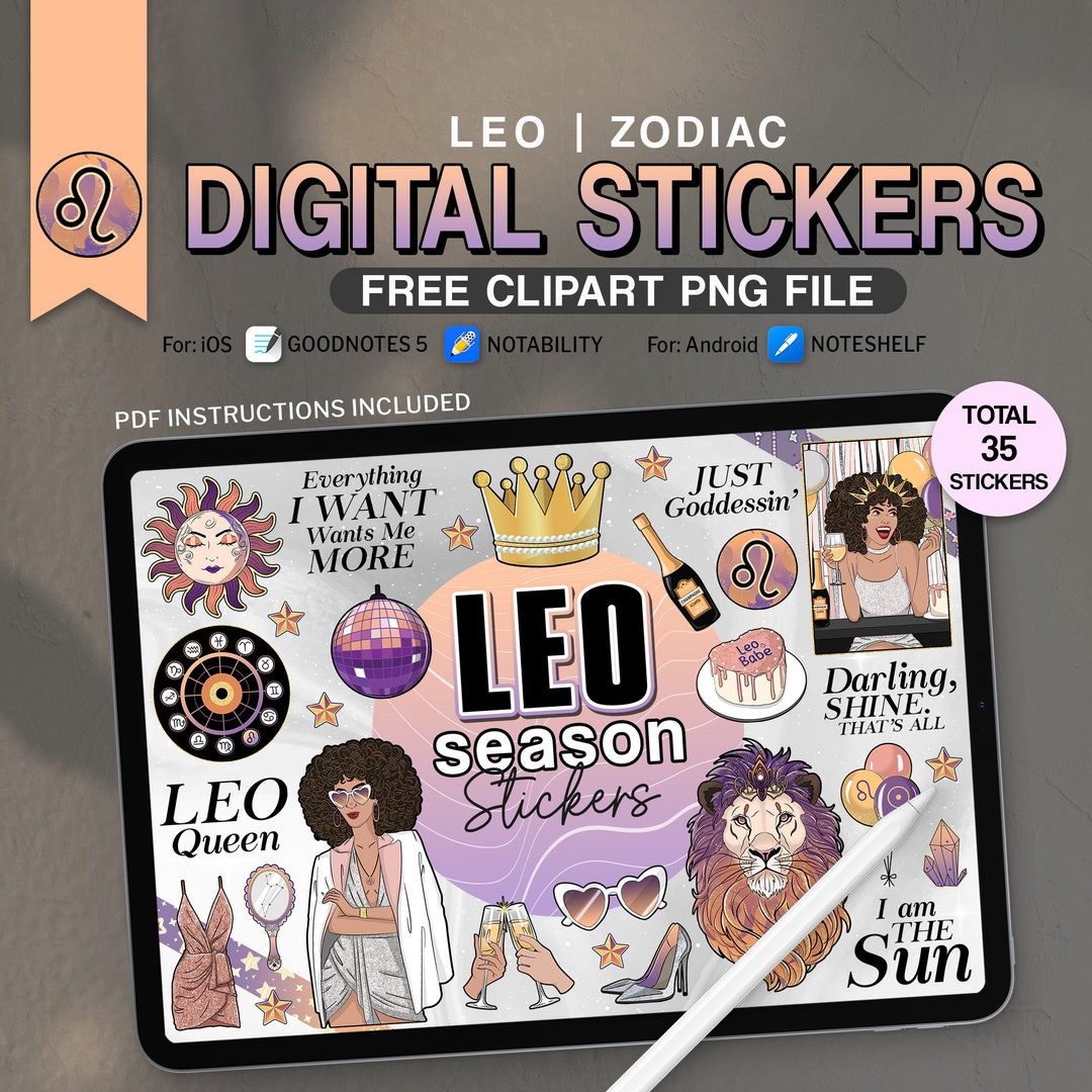 Leo Season Digital Stickers: Astrology Planner Clipart (35 PNG) - Etsy