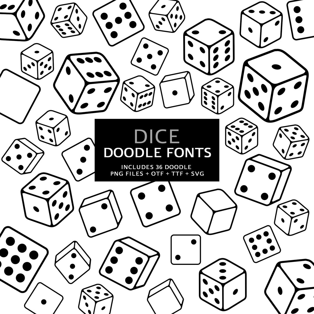 Dice Doodle Fonts, Instant File Otf, Ttf Font Download, Digital Font Bundle, 36 Png Fonts, Game ...