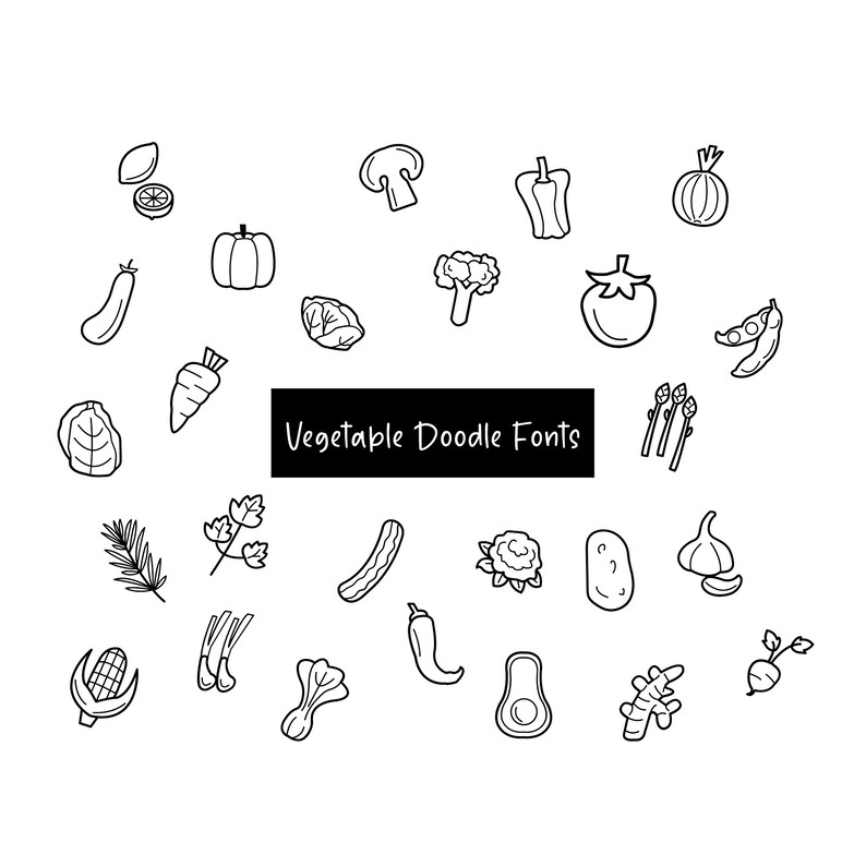 Vegetable Doodle Fonts Instant File Otf Ttf Font Download - Etsy