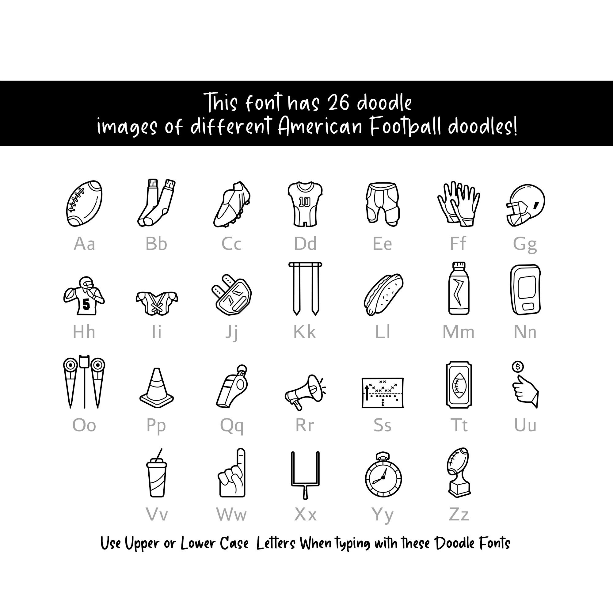 American Football Doodle Fonts, Instant File Otf, Ttf Font Download ...