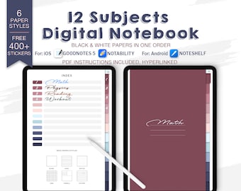 Personalized Digital Notebook, Custom 6 Subjects Digital Notepad, Blank ...