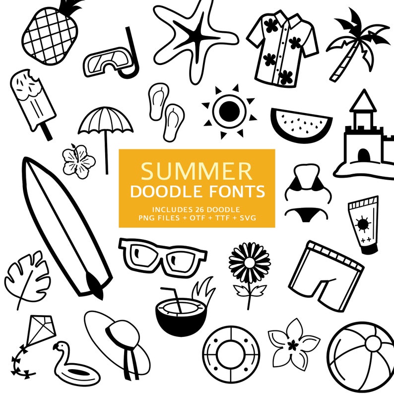 Summer Doodle Fonts, Instant File Otf, Ttf Font Download, Digital ...