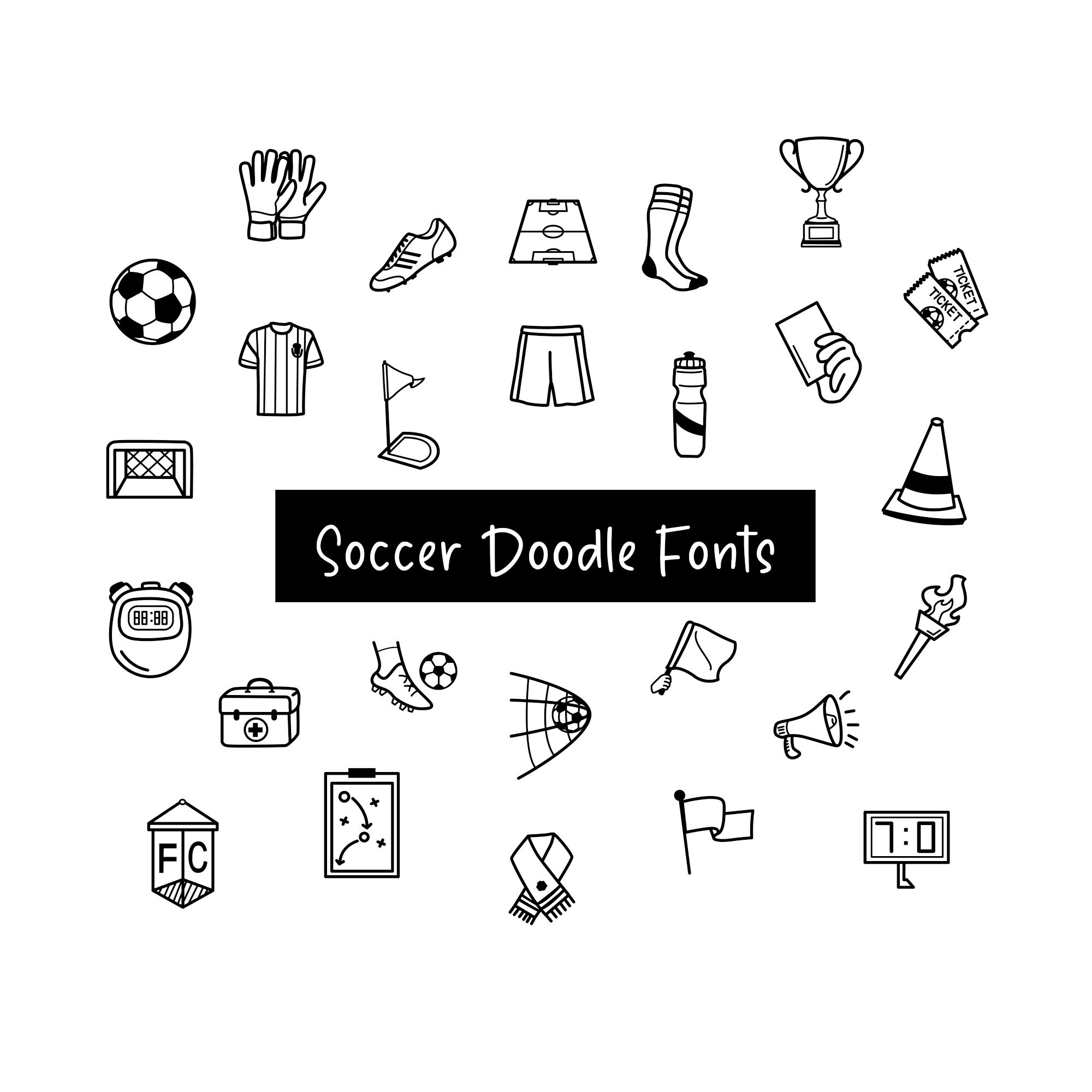Soccer Doodle Fonts, Instant File Otf, Ttf Font Download, Sports Theme ...