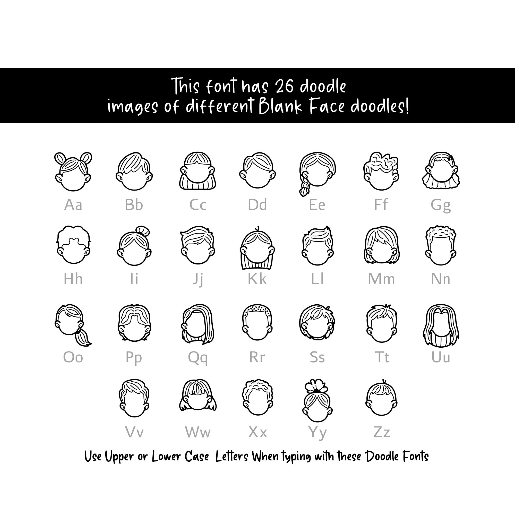 Blank Face Doodle Fonts, Instant File Otf, Ttf Font Download, Digital ...