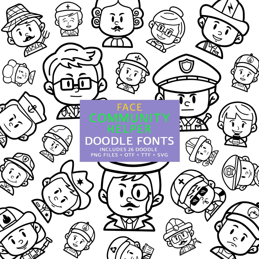 Face Community Helper Doodle Fonts, Instant File Otf, Ttf Font Download ...