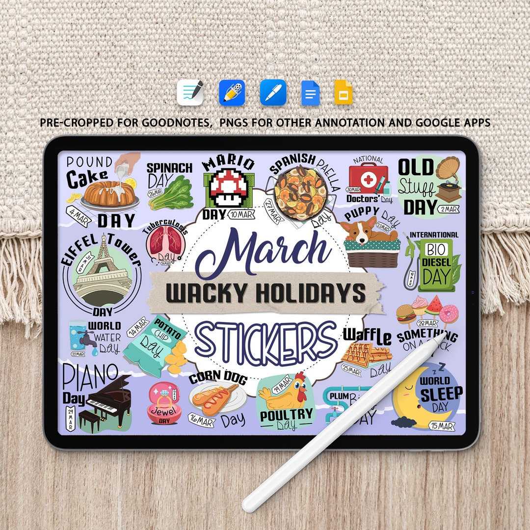 March Wacky Holidays Sticker, 25+ Png Funny Awareness Digital Planner ...