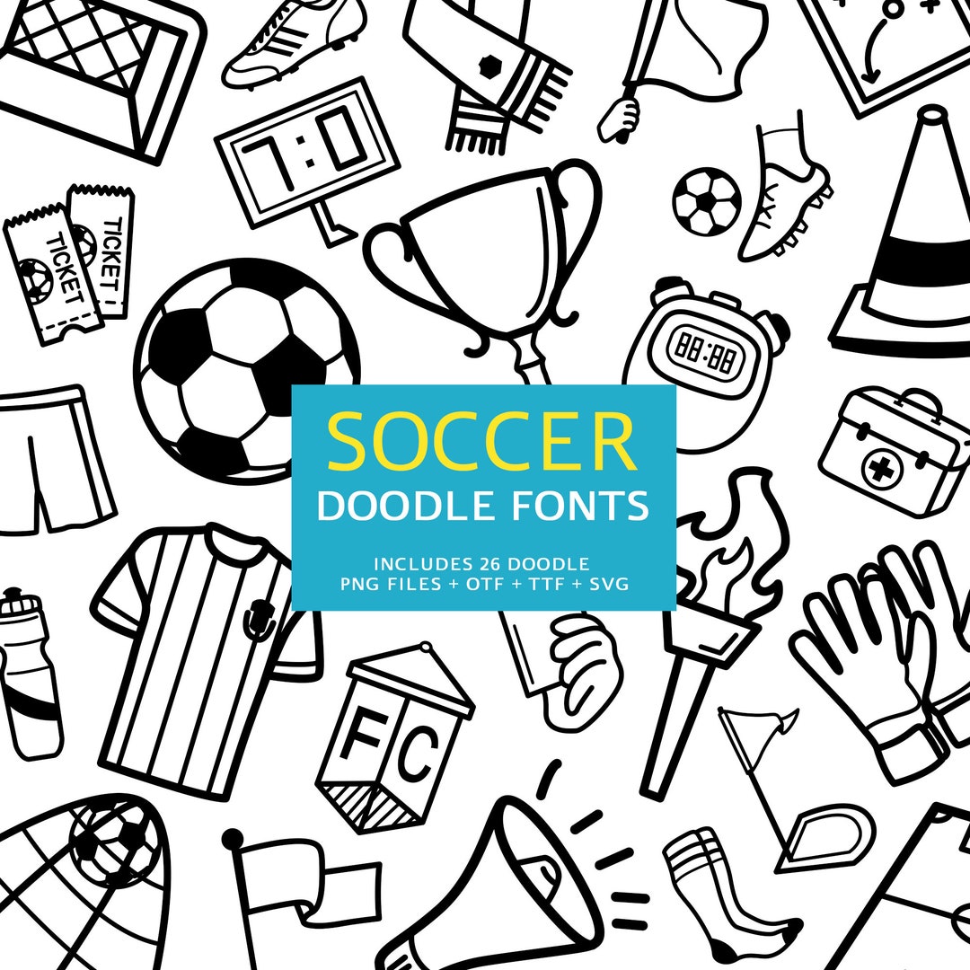 Soccer Doodle Fonts, Instant File Otf, Ttf Font Download, Sports Theme ...