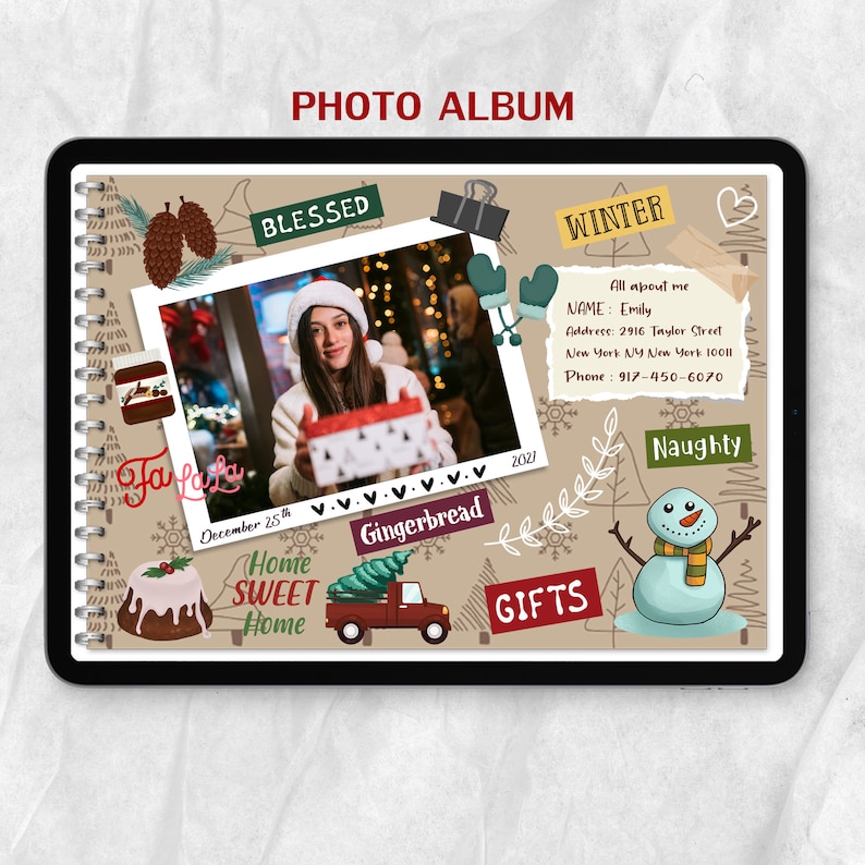 Christmas Digital Photo Album, Scrapbook Journal, Stickers (PDF) - Etsy