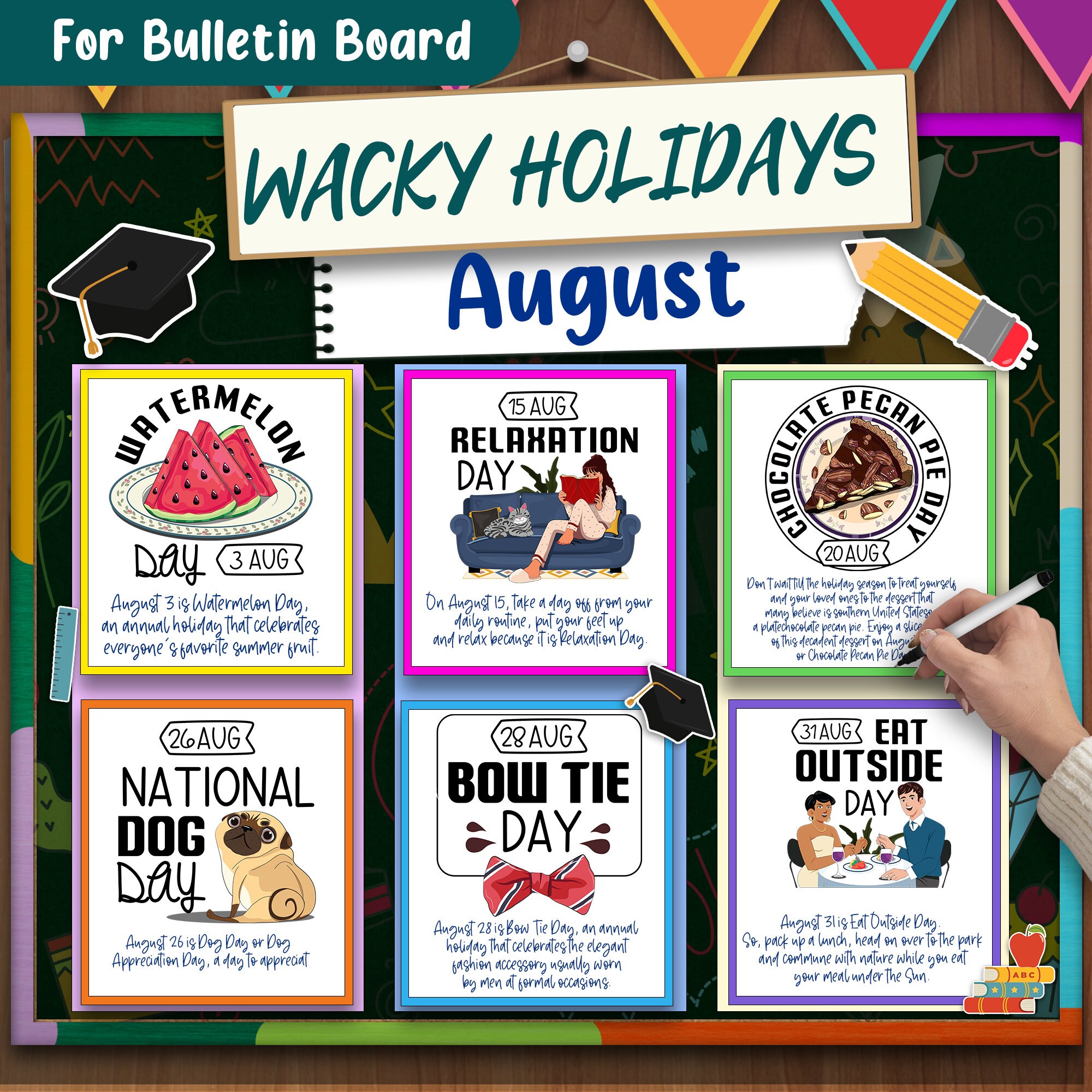 August Wacky Holidays Sticker, 25 Png Funny Awareness Digital Planner ...