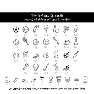 Sport Doodle Fonts, Instant File Otf, Ttf Font Download, Digital Font ...