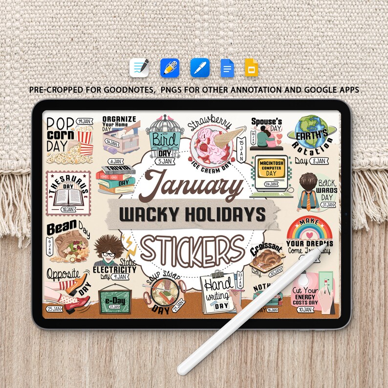January Wacky Holidays Stickers, 25+ Png Funny Awareness Digital ...