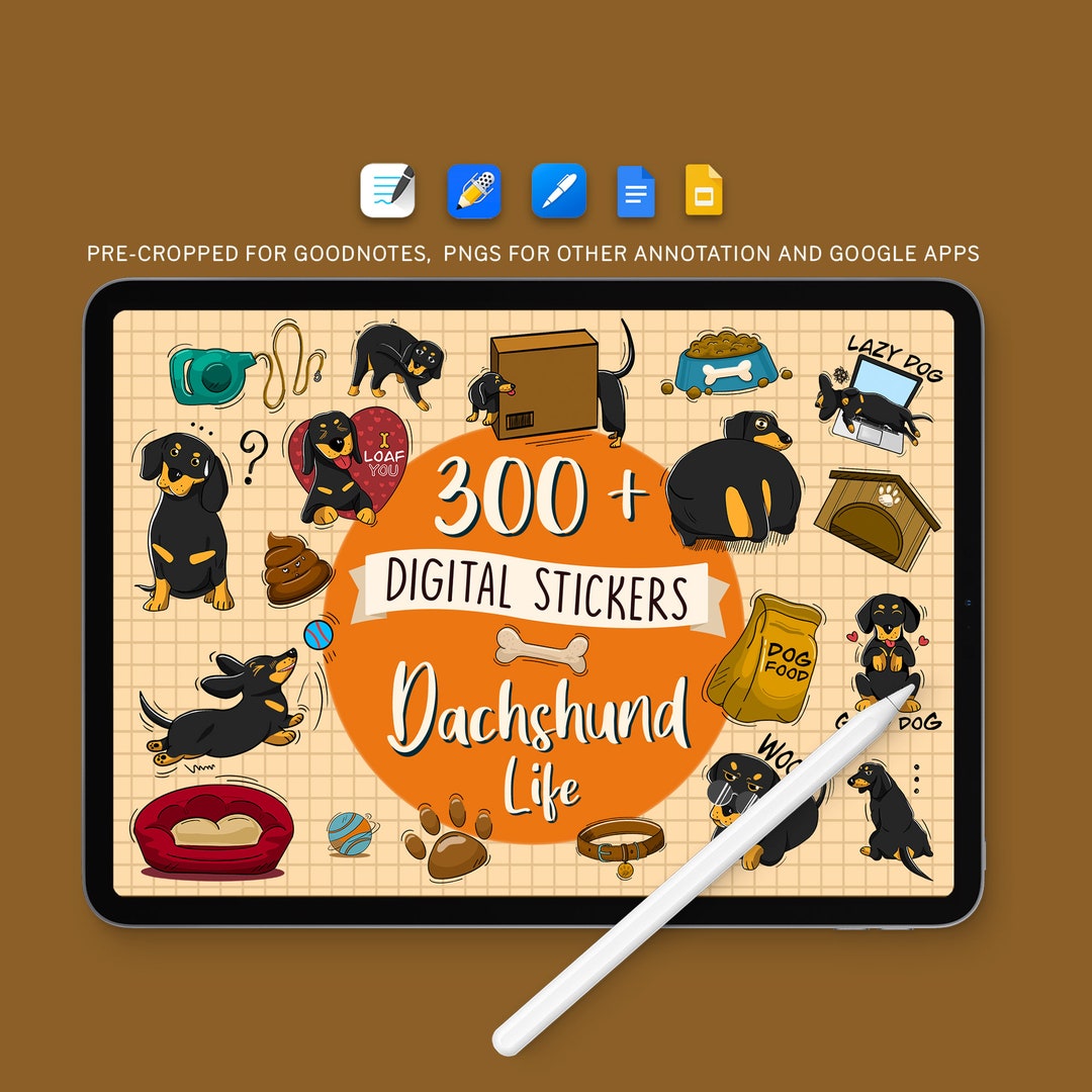 Dachshund Life Sticker, 300+ Png Funny Dog, Cute Pet Lovers, Digital ...