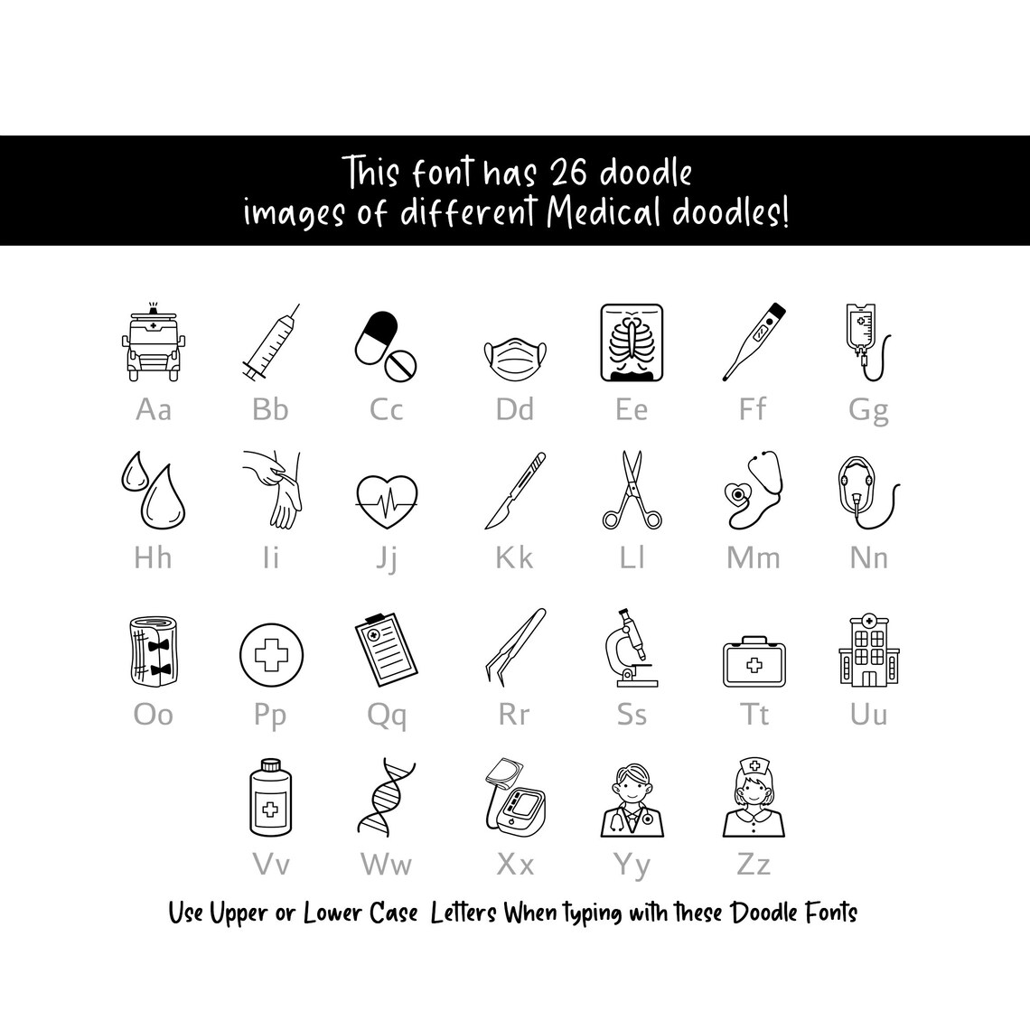 Medical Doodle Fonts Instant File Otf Ttf Font Download - Etsy