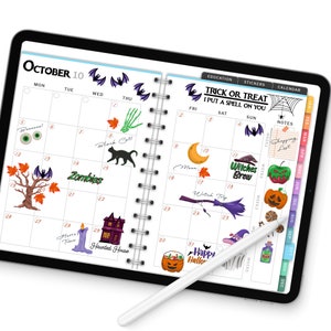 Halloween Digital Sticker Pack 300 png Digital Planner | Etsy