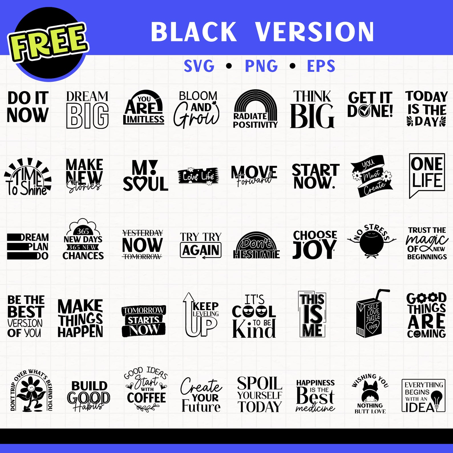 Uplifting Quotes SVG Bundle: Colorful & Black Designs (digital Download ...