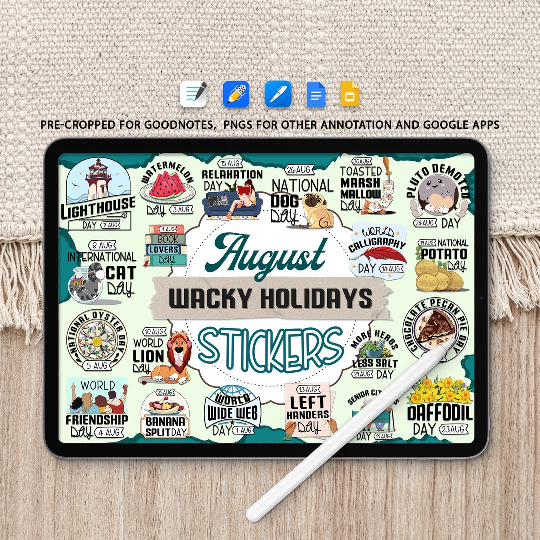 August Wacky Holidays Sticker, 25+ Png Funny Awareness Digital Planner ...