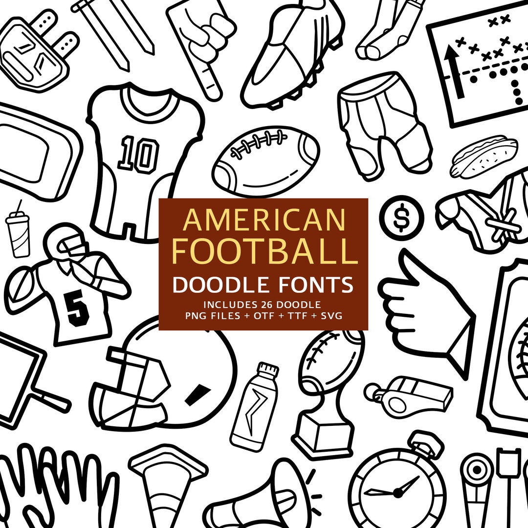 American Football Doodle Fonts, Instant File Otf, Ttf Font Download ...
