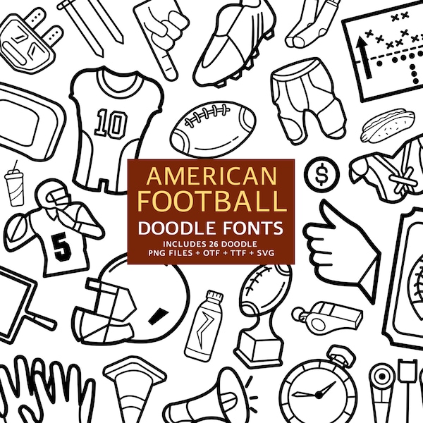 Football Doodle Font - Etsy
