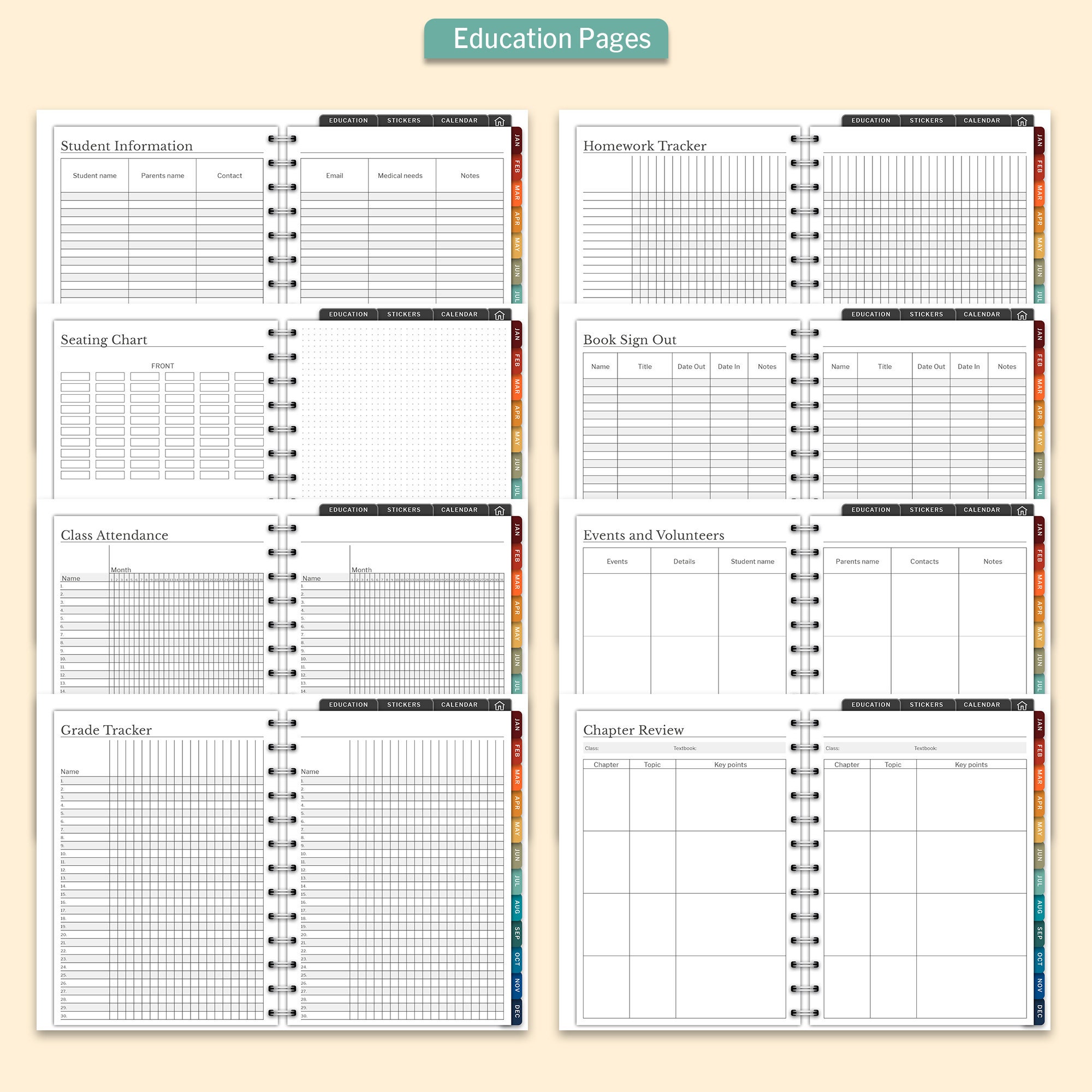 Retro Teacher Undated Digital Planner, Goodnotes Android iPad Lesson ...