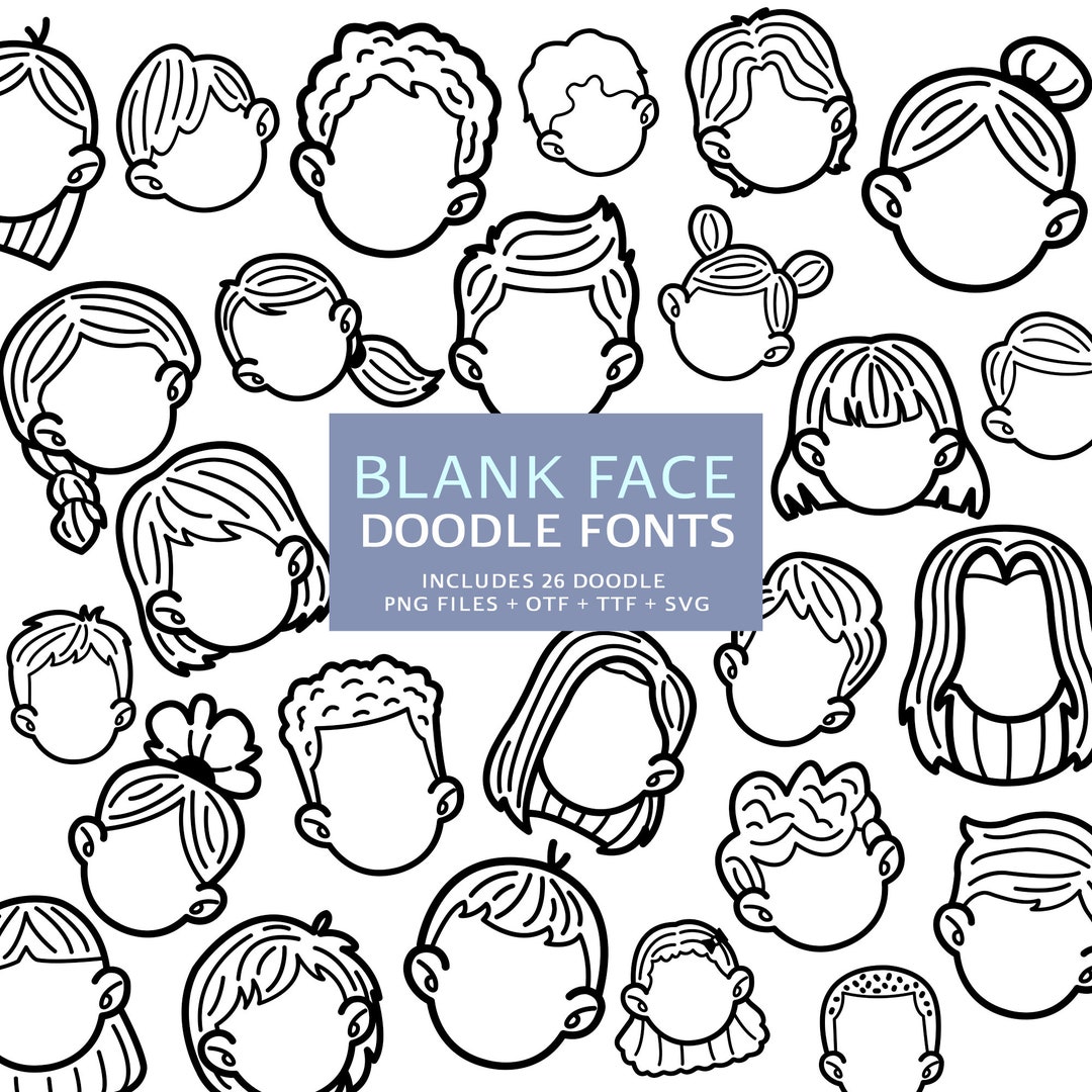 Blank Face Doodle Fonts, Instant File Otf, Ttf Font Download, Digital ...