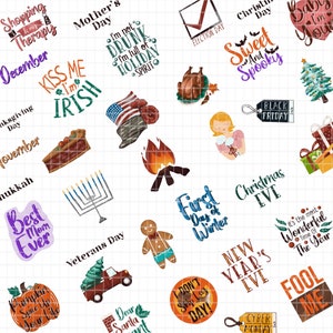 Holiday Digital Sticker Pack, 300+ Png Digital Planner Stickers, Pre ...