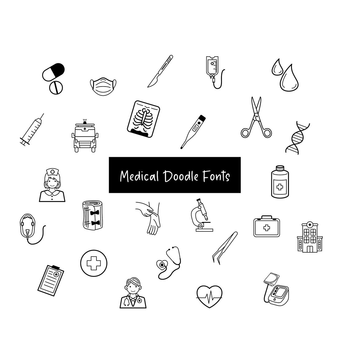 Medical Doodle Fonts Instant File Otf Ttf Font Download - Etsy
