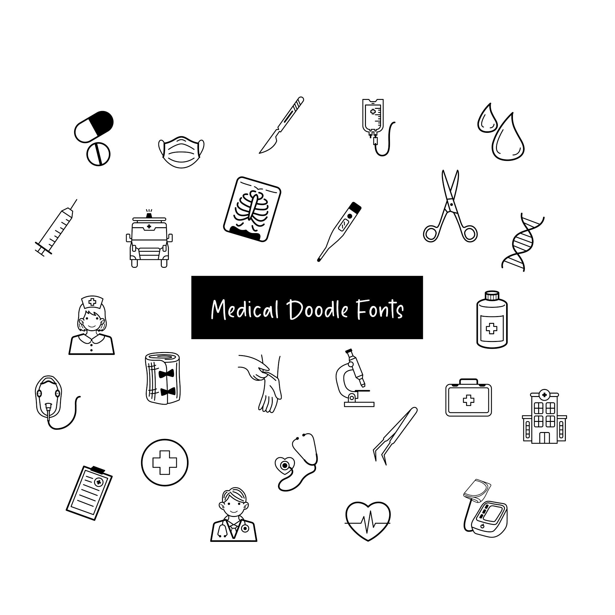 Medical Doodle Fonts Instant File Otf Ttf Font Download - Etsy