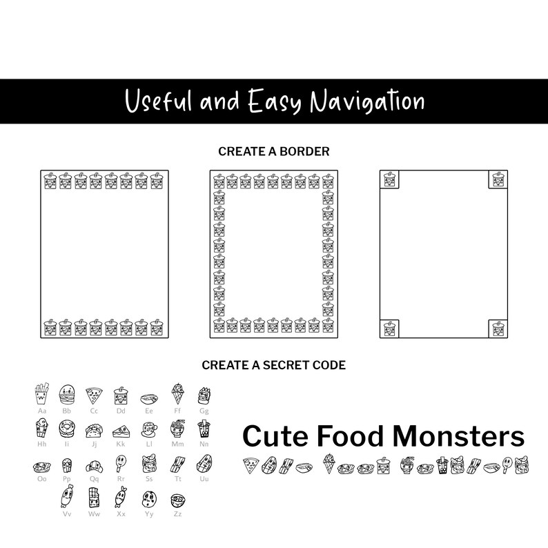 Cute Food Monsters Doodle Fonts, Instant File Otf, Ttf Font Download ...