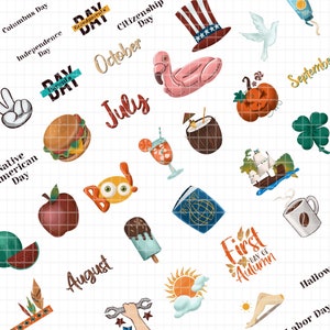 Holiday Digital Sticker Pack, 300+ Png Digital Planner Stickers, Pre ...