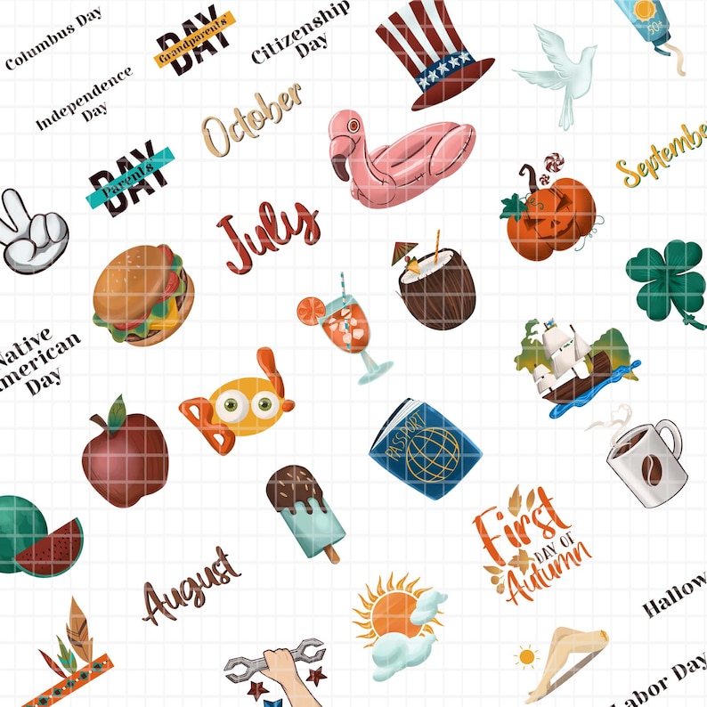Holiday Digital Sticker Pack 300 Png Digital Planner - Etsy