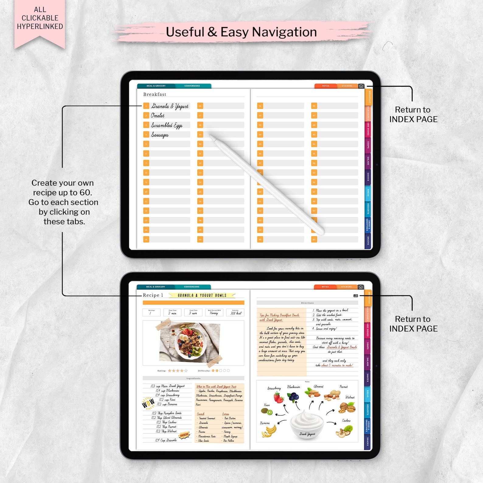 Digital Recipe Book, Digital Food Diary, Customized Blank Notebook ...