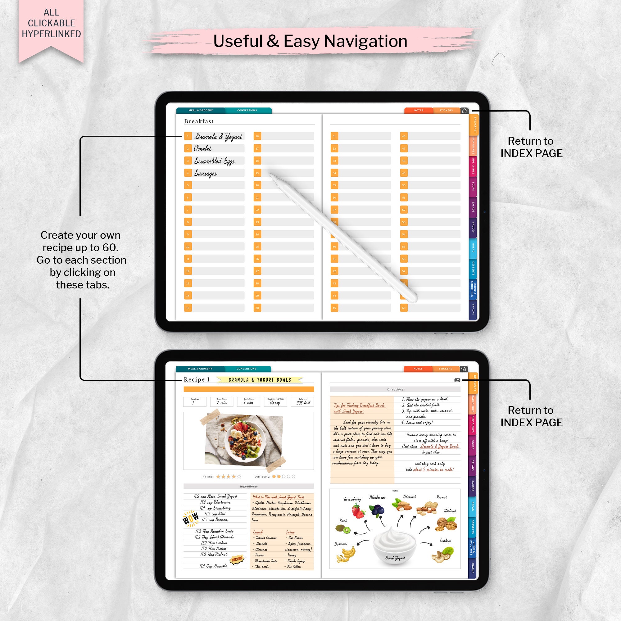 Digital Recipe Book, Digital Food Diary, Customized Blank Notebook ...