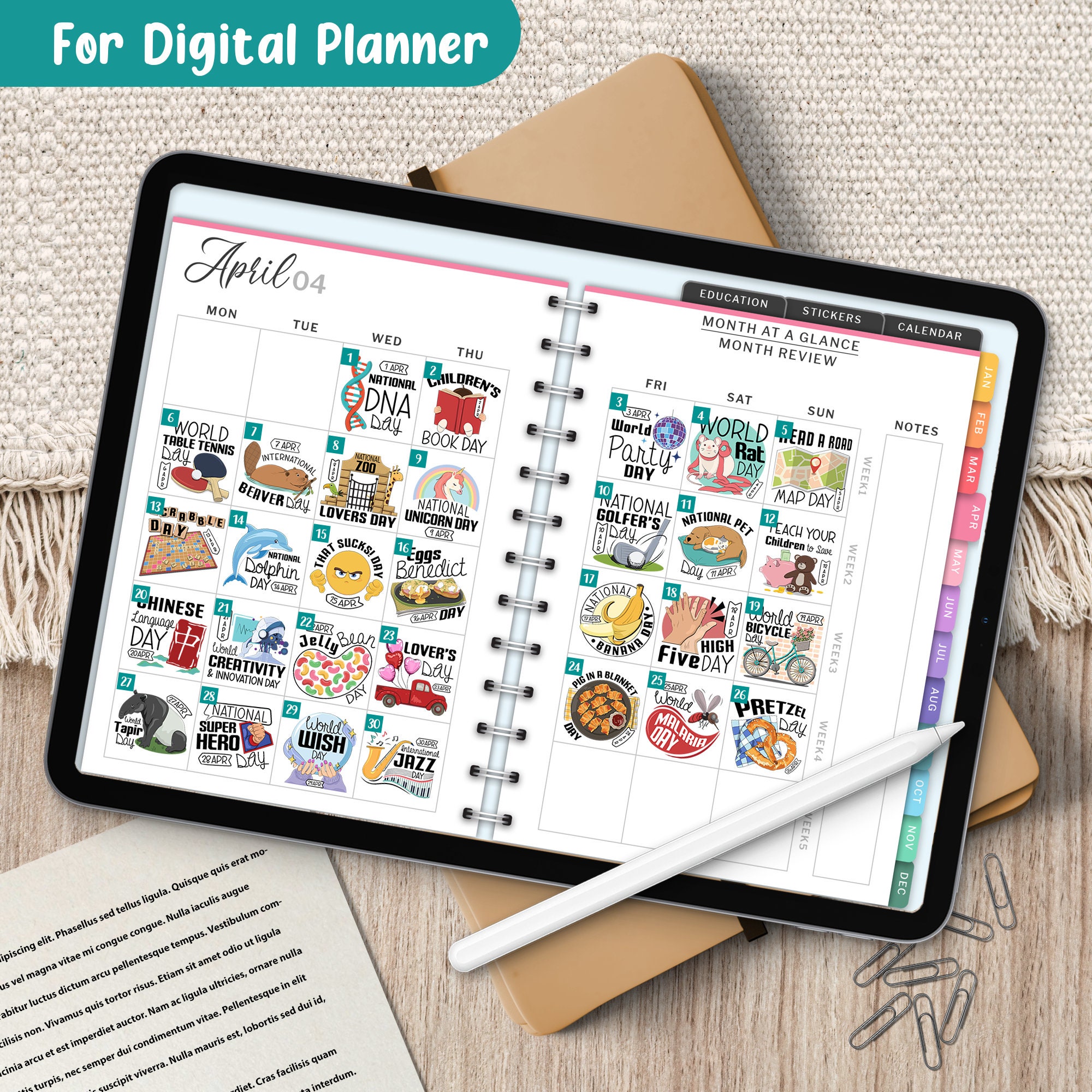 April Wacky Holidays Sticker, 25+ Png Funny Awareness Digital Planner ...