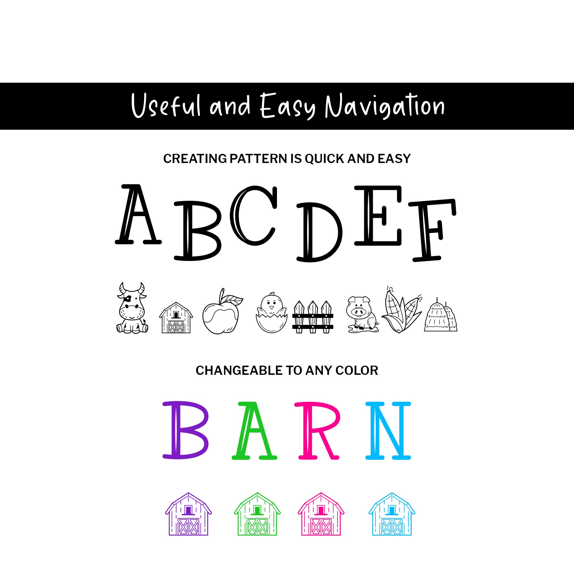 Farmhouse Cliparts and Fonts, Instant File Otf, Ttf Font Download ...
