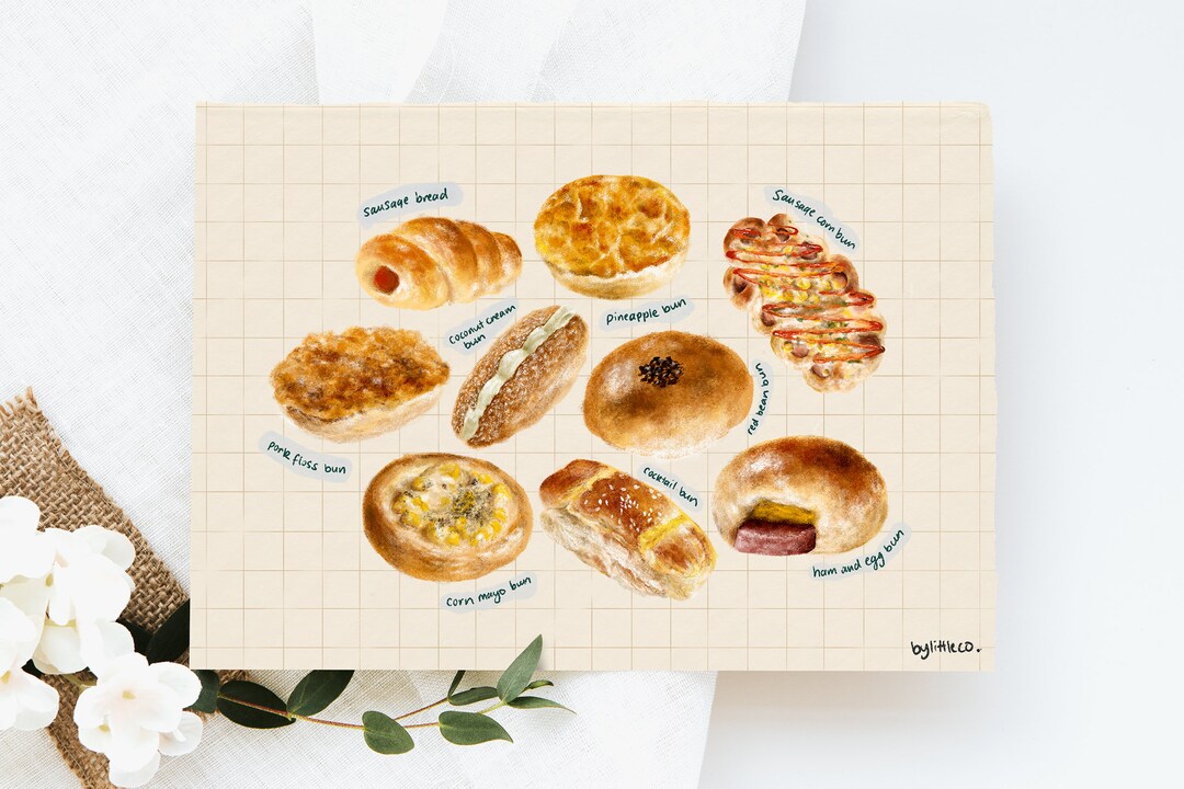 Asian Bakery Bread Print - Etsy