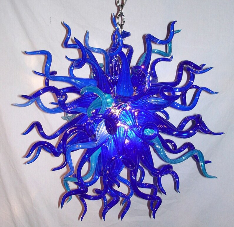 Blue Blown Glass Chandelier Lighting Murano Chandelier - Etsy