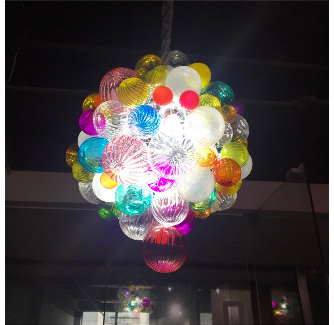 Colorful Glass Balls Chandelier Lighting, Bubble Glass Lighting Fixture ...