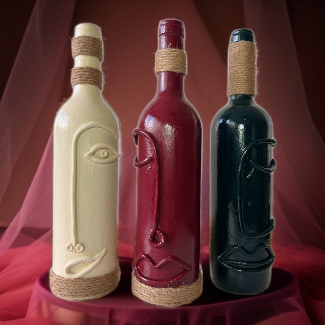 Wine Bottle Decorations, Wine Bottle Decor Hand Painted, Custom ...