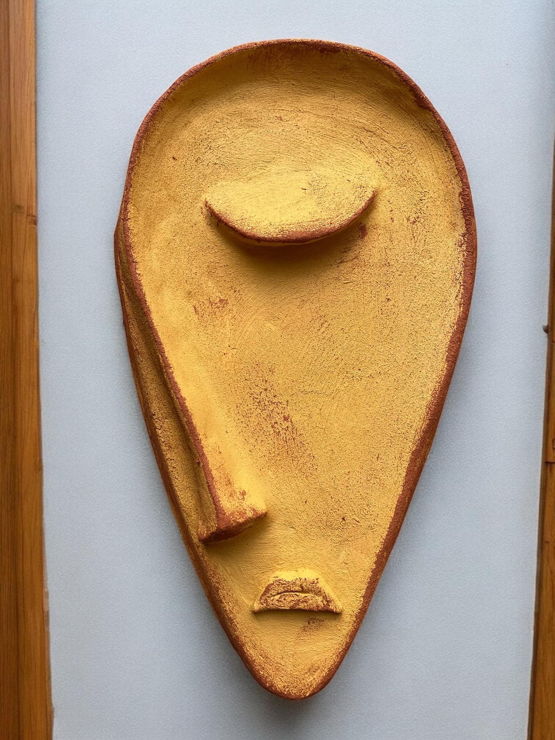 Stone Sculpture Wall Mask, Handmade Abstract Half-face Decor for Home ...