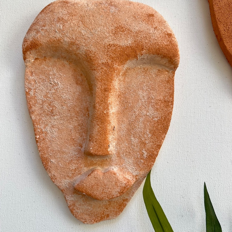 Handmade Stone Sculpture Abstract Face Mask 3-piece Set, Modern ...