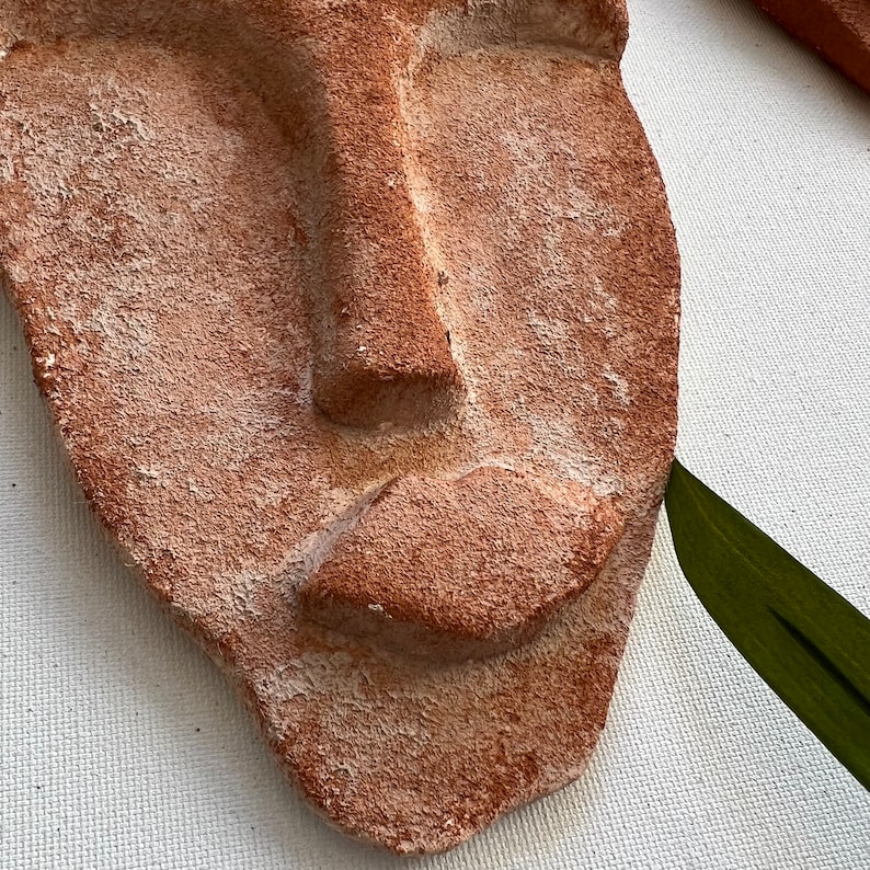Handmade Stone Sculpture Abstract Face Mask 3-piece Set, Modern ...