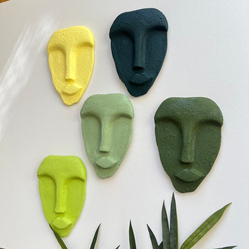 Wall Hanging Ceramic Mask Set of 5, Sculpture Handmade Art, Wall ...