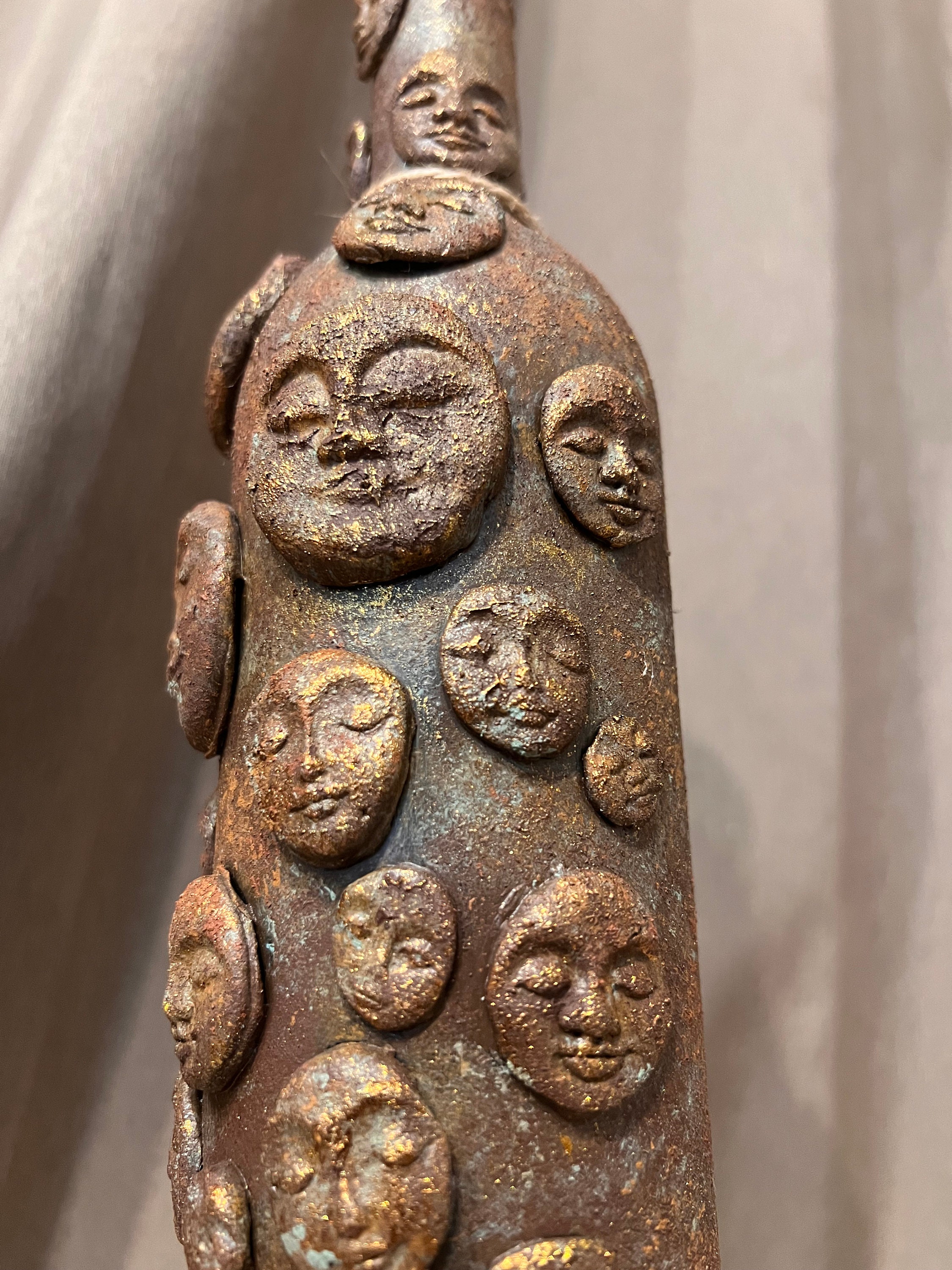 Handmade Uniq Design Human Face Sculptures Home Decor, Brown Gold ...