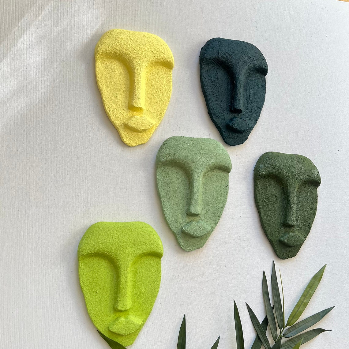 Wall Hanging Ceramic Mask Set of 5, Sculpture Handmade Art, Wall ...