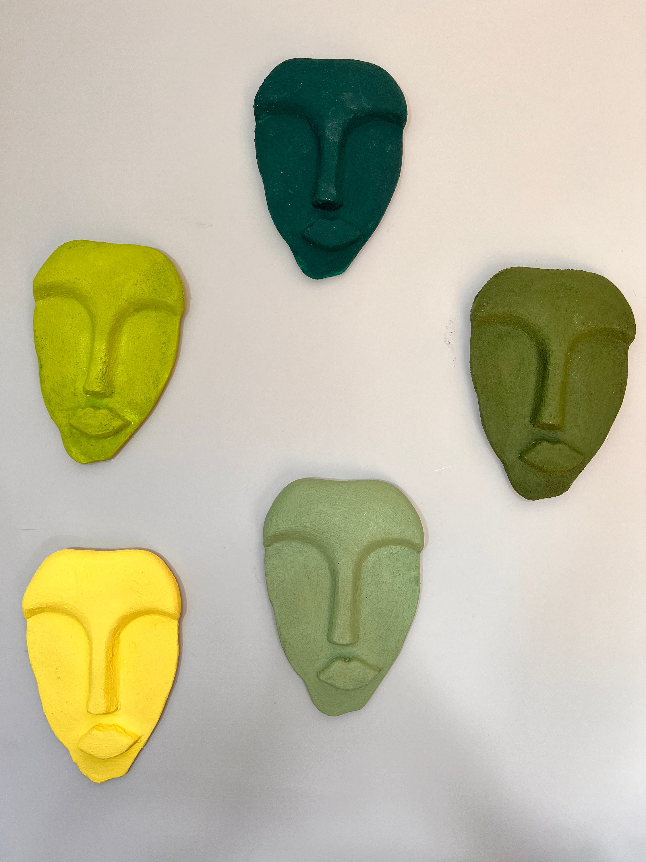 Wall Hanging Ceramic Mask Set of 5 Sculpture Handmade Art - Etsy
