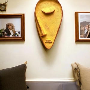 Stone Sculpture Wall Mask, Handmade Abstract Half-face Decor for Home ...
