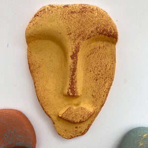 Handmade Stone Sculpture Abstract Face Mask 3-piece Set, Modern ...