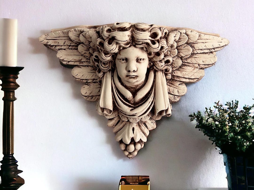 Divine Sentinel: Handcrafted Angelic Bust Wall Decor, Vintage Charm for ...