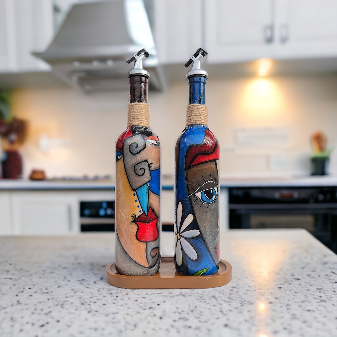 Modern Design Oil Bottle Hand Painted Kitchen Decorative Gift Vinegar ...